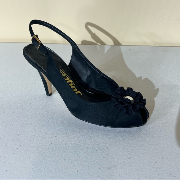 Joyce | Shoes | Vintage Joyce Womens Black Open Toe Heelspumps Toe Top ...